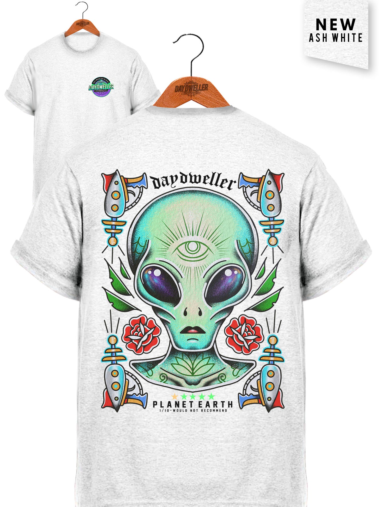 'Alien' Ash White Tee